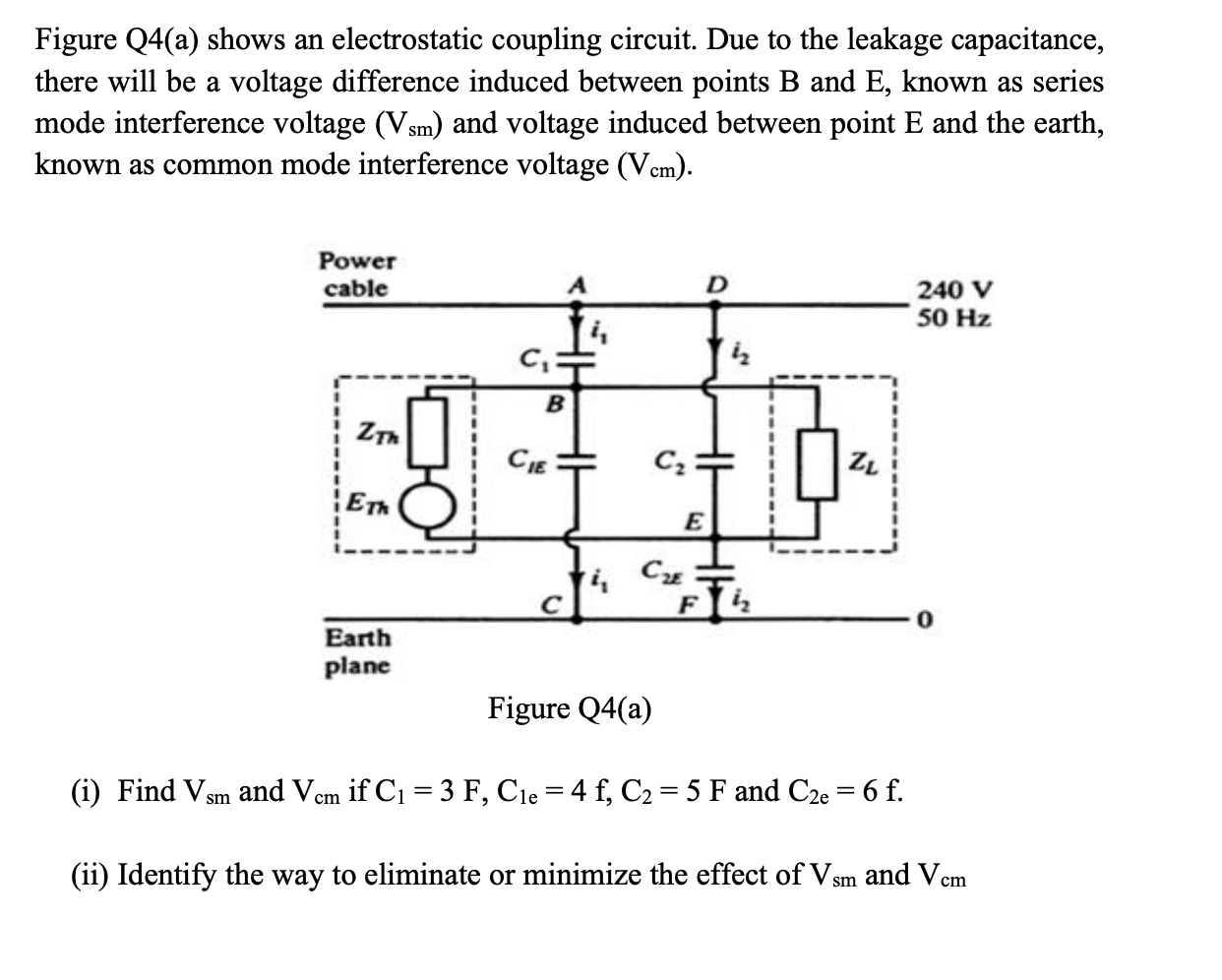 Solved Figure Q4(a) shows an electrostatic coupling circuit. | Chegg.com