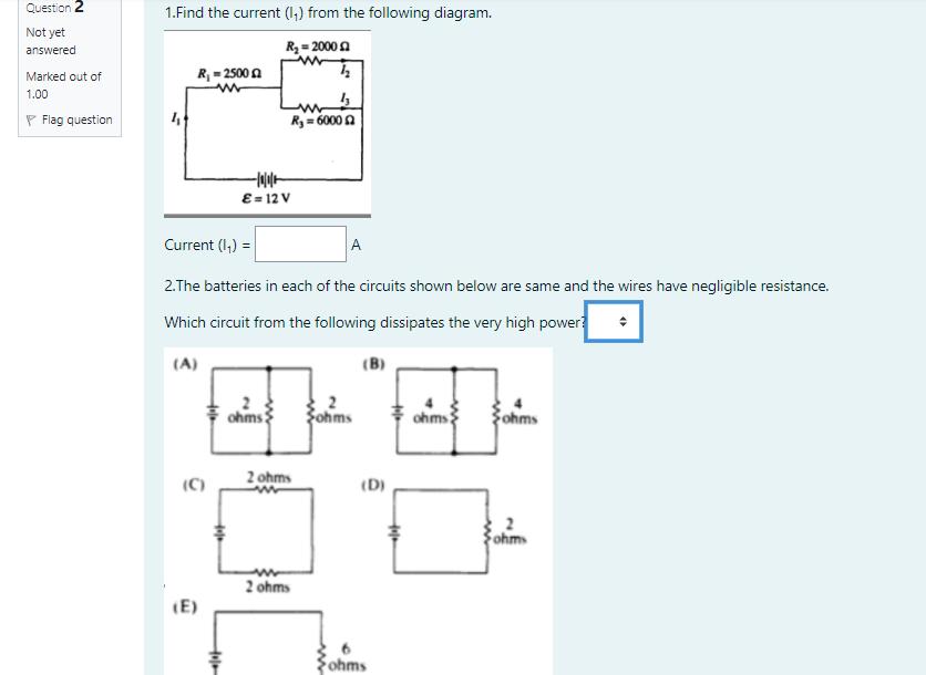Solved Question 2 Not yet answered 1. Find the current (14) | Chegg.com