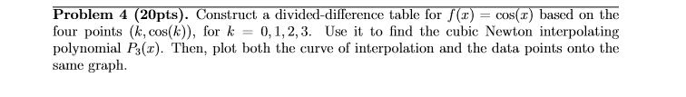 Solved Problem 4 20pts Construct A Divided Difference 8931