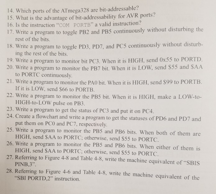 Solved 14. Which ports of the ATmega328 are bit-addressable? | Chegg.com