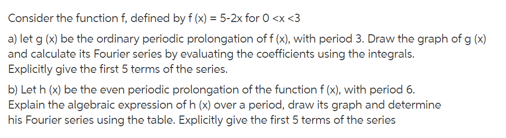 Solved = Consider the function f, defined by f(x) = 5-2x for | Chegg.com
