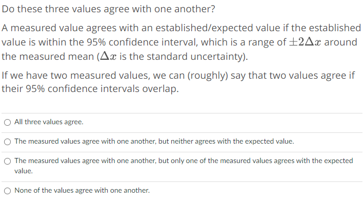 Solved Do these three values agree with one another? A | Chegg.com