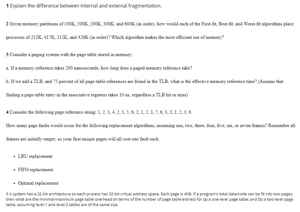 Solved 1 Explain the difference between internal and | Chegg.com