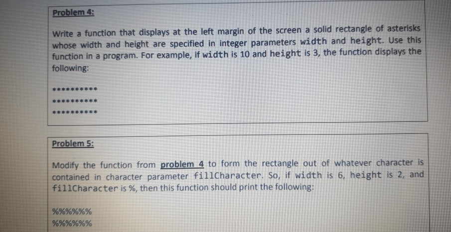 Solved Problem 4: Write a function that displays at the left | Chegg.com