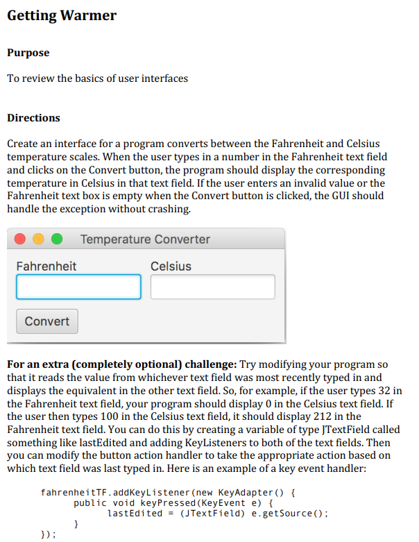 Purpose To review the basics of user interfaces | Chegg.com