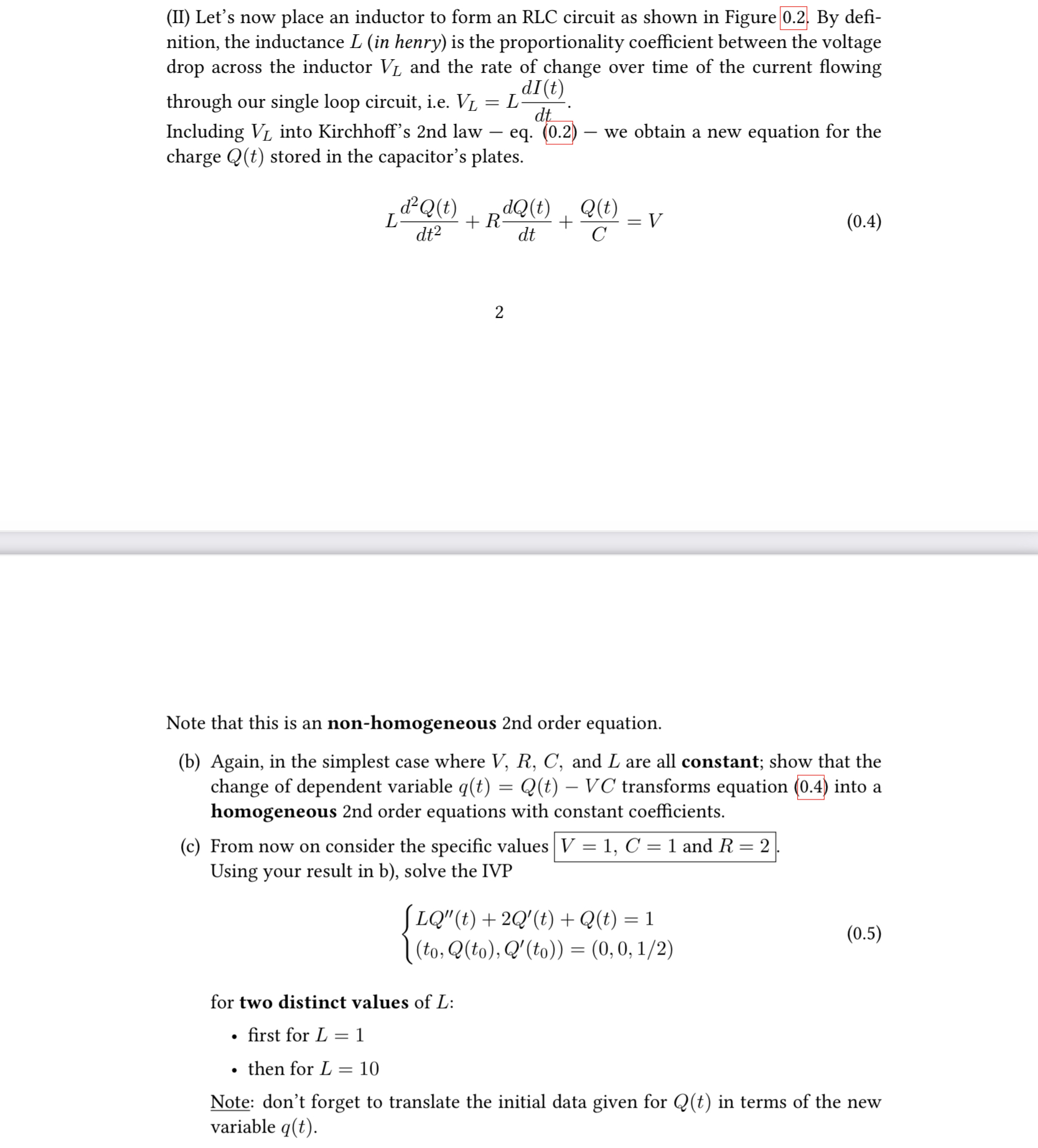 Solved (II) Let's now place an inductor to form an RLC | Chegg.com