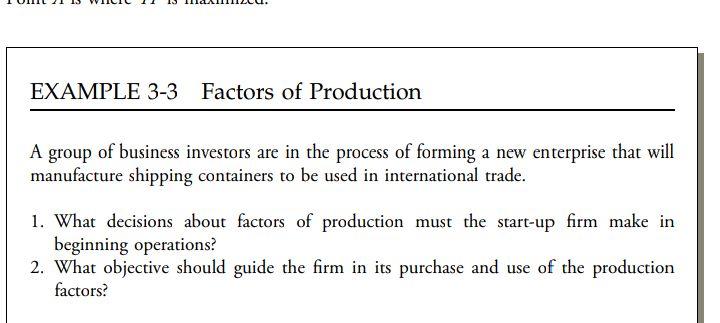 Solved EXAMPLE 3-3 Factors of Production A group of business | Chegg.com