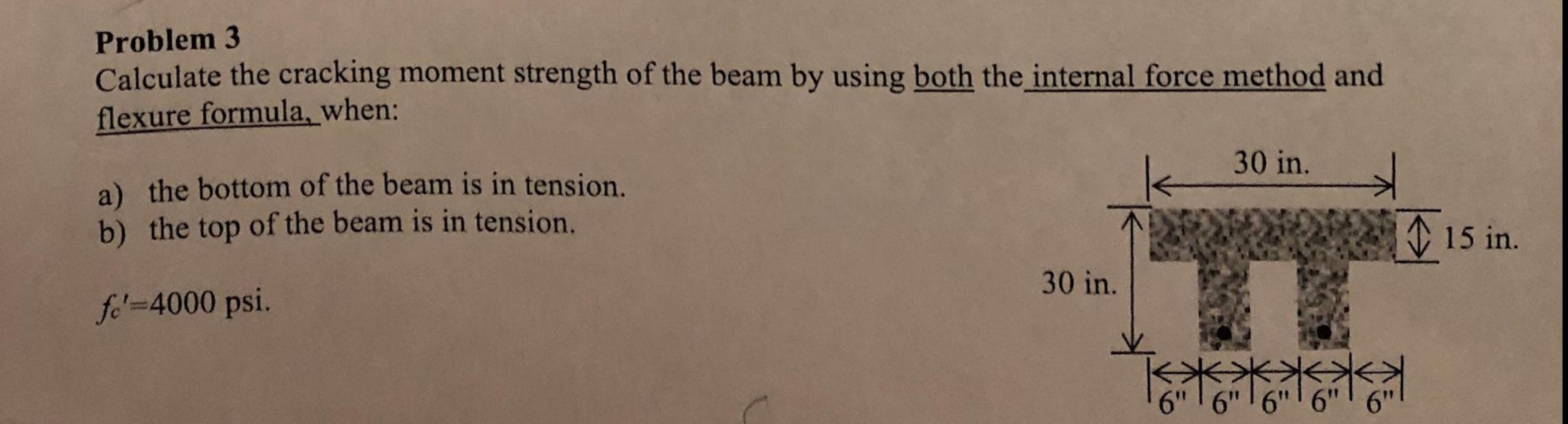 Solved Problem 3 Calculate the cracking moment strength of | Chegg.com
