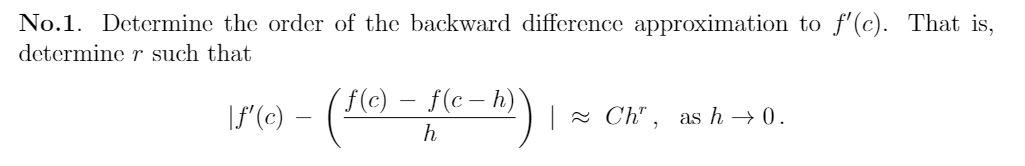 Solved No.1. Determine the order of the backward difference | Chegg.com