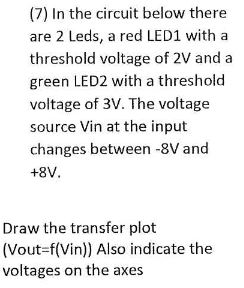 Solved (7) In the circuit below there are 2 Leds, a red LED1 | Chegg.com