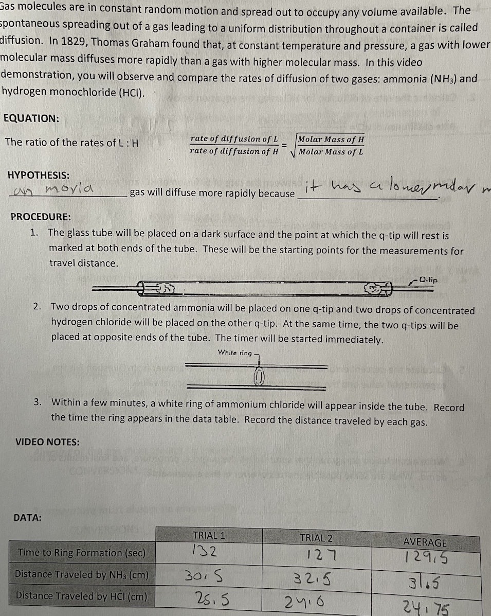 Solved Gas molecules are in constant random motion and | Chegg.com