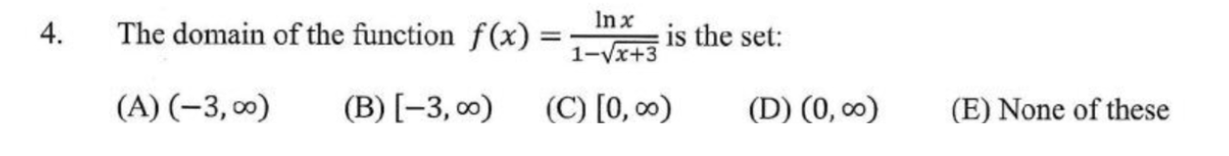 Solved The domain of the function f(x)=lnx1-x+32 ﻿is the | Chegg.com