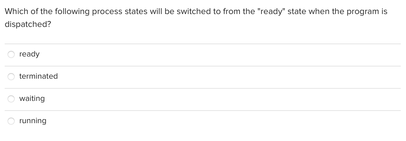 Solved Which of the following process states will be | Chegg.com
