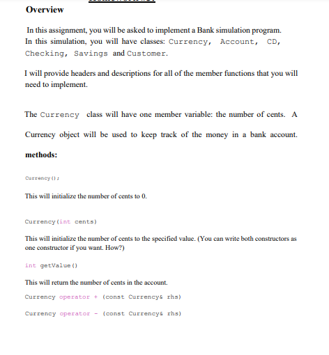 Solved Overview In this assignment, you will be asked to | Chegg.com