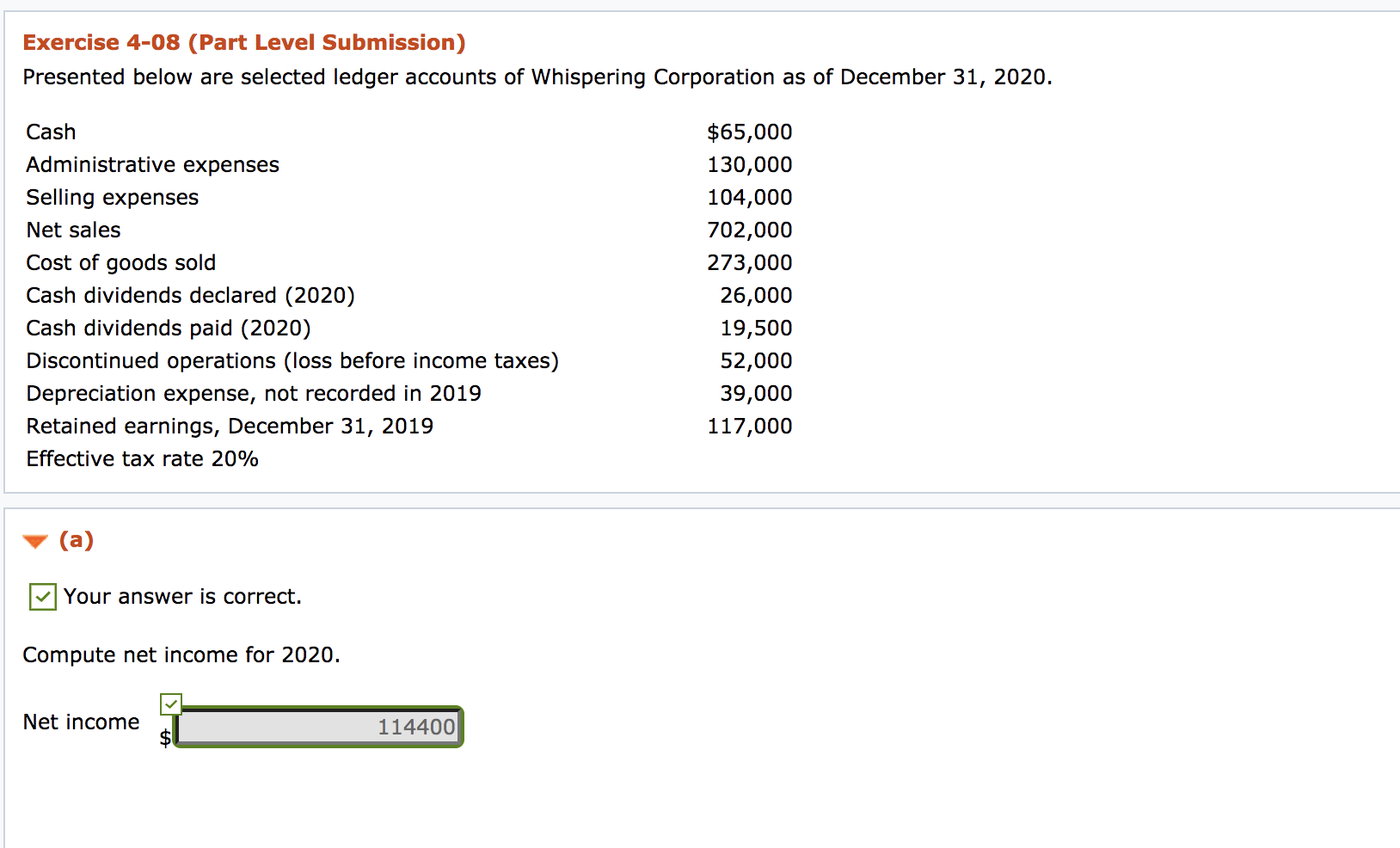 Solved Exercise 4-08 (Part Level Submission) Presented below | Chegg.com
