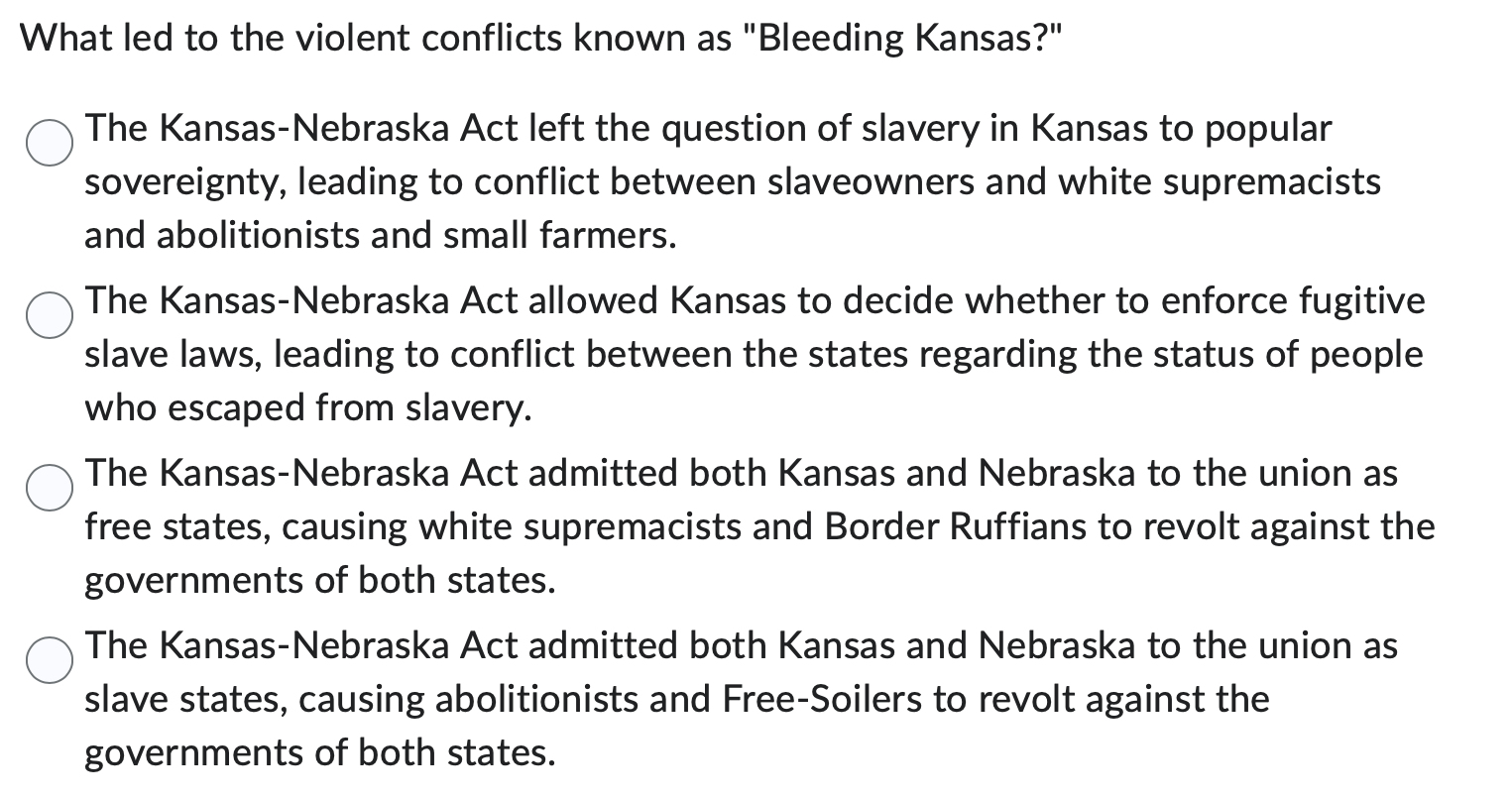 What led to the violent conflicts known as "Bleeding | Chegg.com