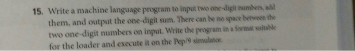 Solved 15 Write A Machine Language Program To Input Two