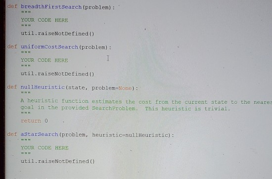 Solved This is for the pacman search.py I need to implement | Chegg.com