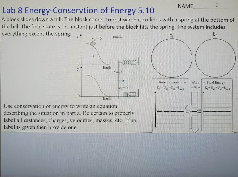 Solved NAME Lab 8 Energy-Conservtion of Energy 5.10 A block | Chegg.com