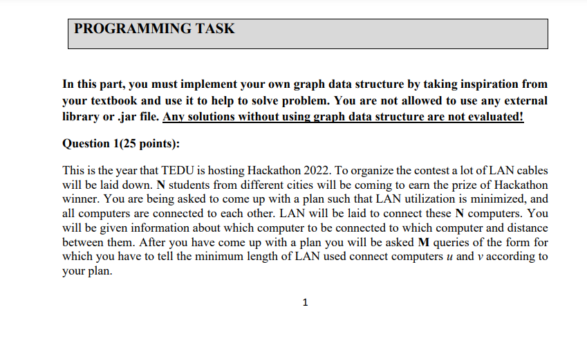 PROGRAMMING TASK In this part, you must implement | Chegg.com
