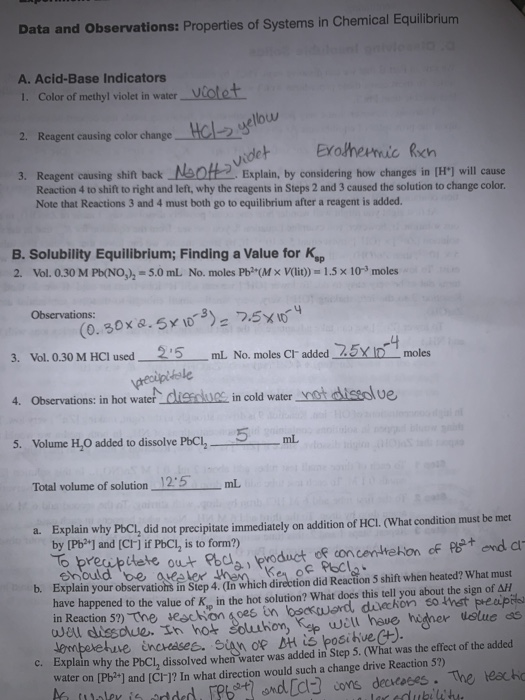 Properties of Systems in Chemical Equilibrium-Le | Chegg.com