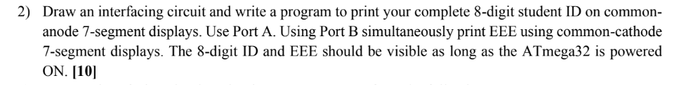 Solved 2) Draw an interfacing circuit and write a program to | Chegg.com