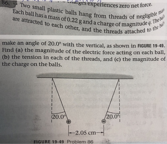 Solved drges experiences zero net force. Two small pl Each | Chegg.com