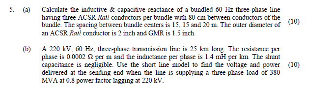 Solved 5. (a) Calculate the inductive & capacitive reactance | Chegg.com