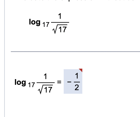 Solved log17171 log17171=−21 | Chegg.com