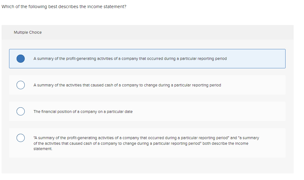 Solved Which of the following best describes the income | Chegg.com