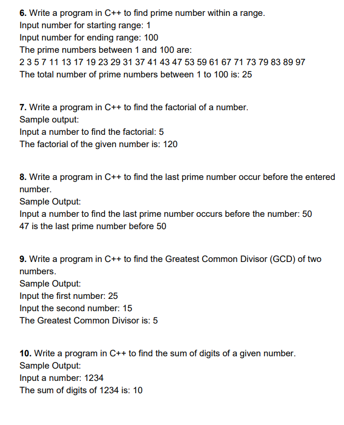 Solved 6. Write a program in C++ to find prime number within | Chegg.com