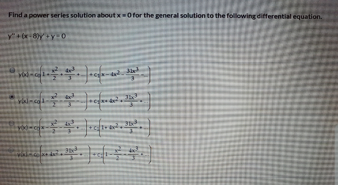 Solved Find a power series solution about x = 0 for the | Chegg.com