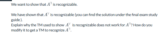 Solved Recognizable Languages Consider the following | Chegg.com