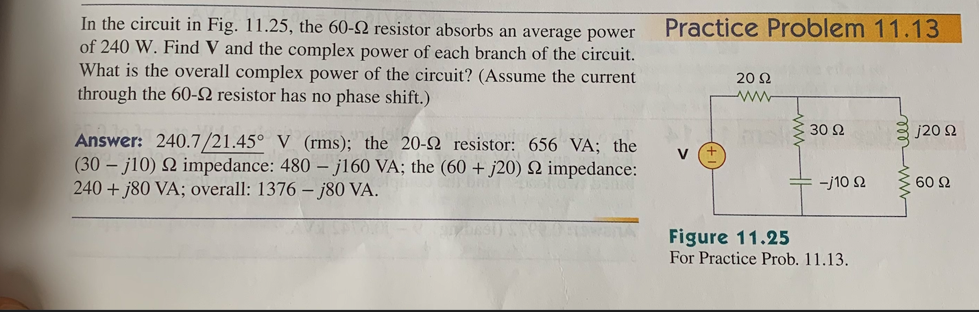 Solved Practice Problem 11.13 In the circuit in Fig. 11.25, | Chegg.com