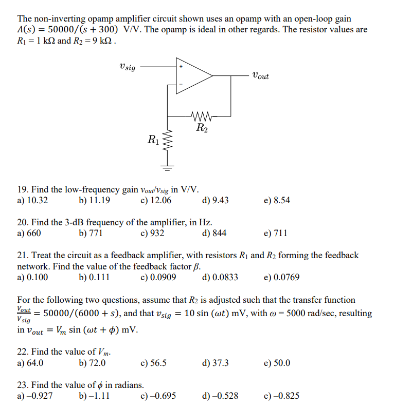 Solved The non-inverting opamp amplifier circuit shown uses | Chegg.com