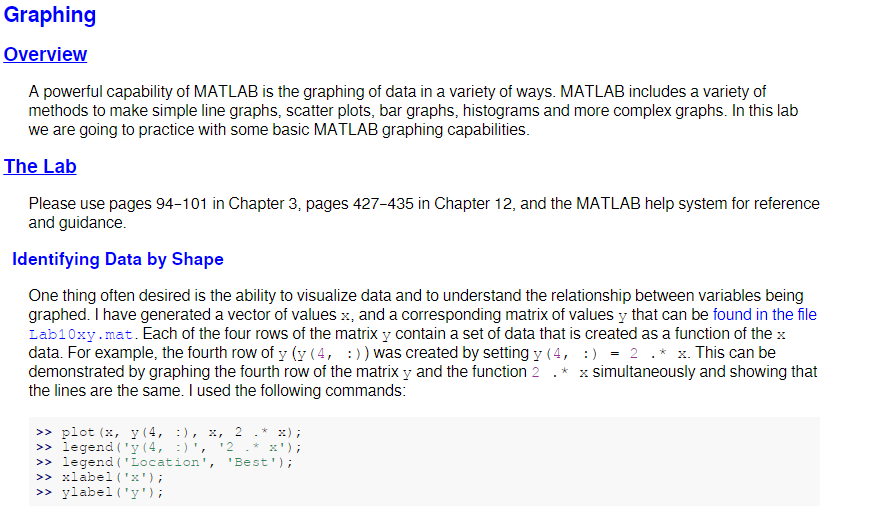 Lab #6 - Language MATLAB - Topic: Graphing *Please | Chegg.com