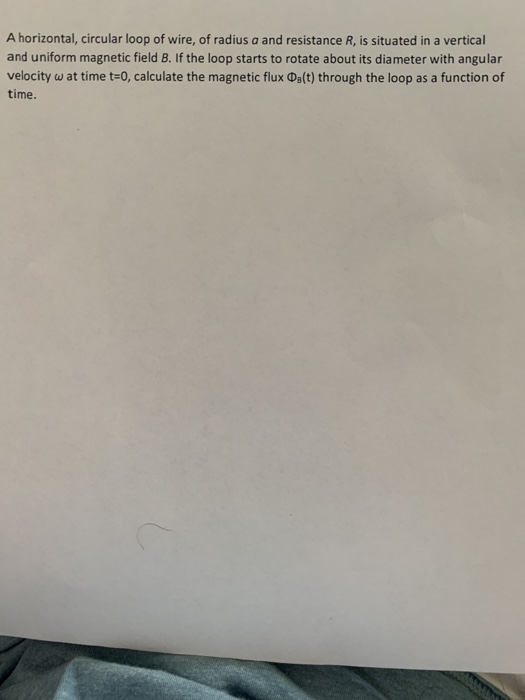 Solved A horizontal, circular loop of wire, of radius a and | Chegg.com