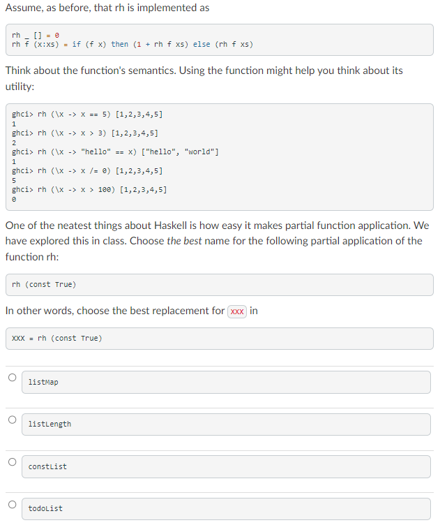 Solved Assume, as before, that rh is implemented | Chegg.com