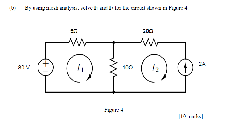 Solved By using mesh analysis, solve I and I2 for the | Chegg.com