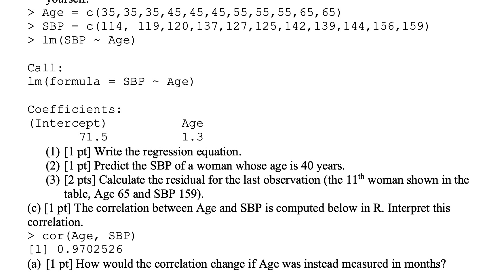 Solved > Age =c(35,35,35,45,45,45,55,55,55,65,65) | Chegg.com
