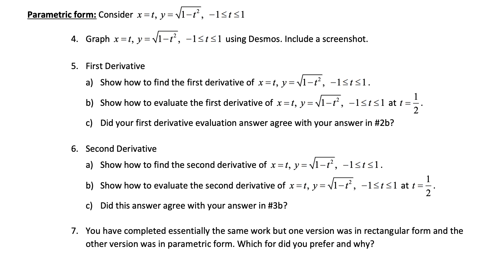 Solved Rectangular (Cartesian) form: Consider y= V1 – x² 1. | Chegg.com