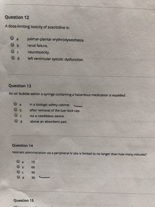 Solved Question 12 A dose-limiting toxicity of azacitidine | Chegg.com