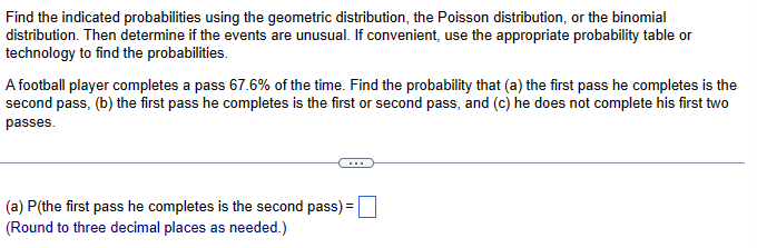 Solved Find the indicated probabilities using the geometric | Chegg.com
