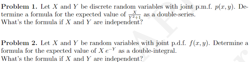 Solved Problem 1. Let X and Y be discrete random variables | Chegg.com