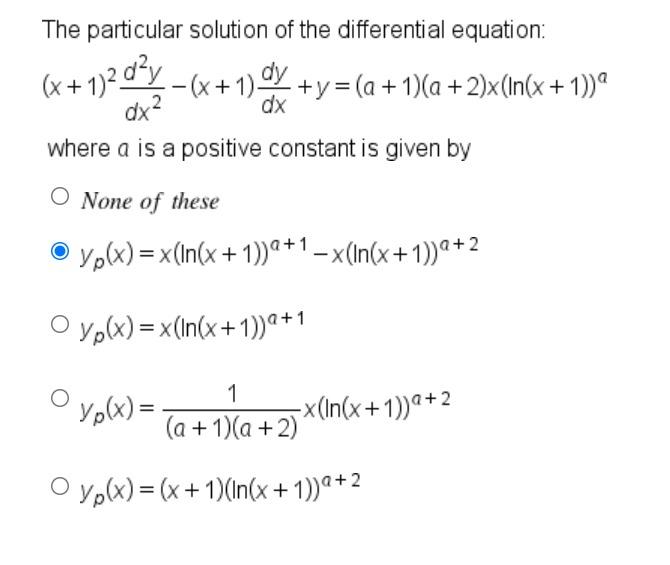 Solved The particular solution of the differential equation: | Chegg.com