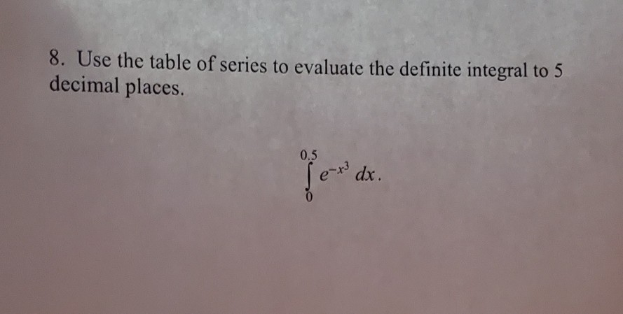 Solved 8. Use the table of series to evaluate the definite | Chegg.com