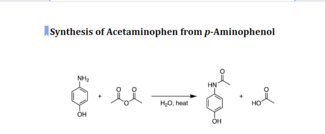 Solved Synthesis of Acetaminophen from p-Aminophenol Ho H20, | Chegg.com
