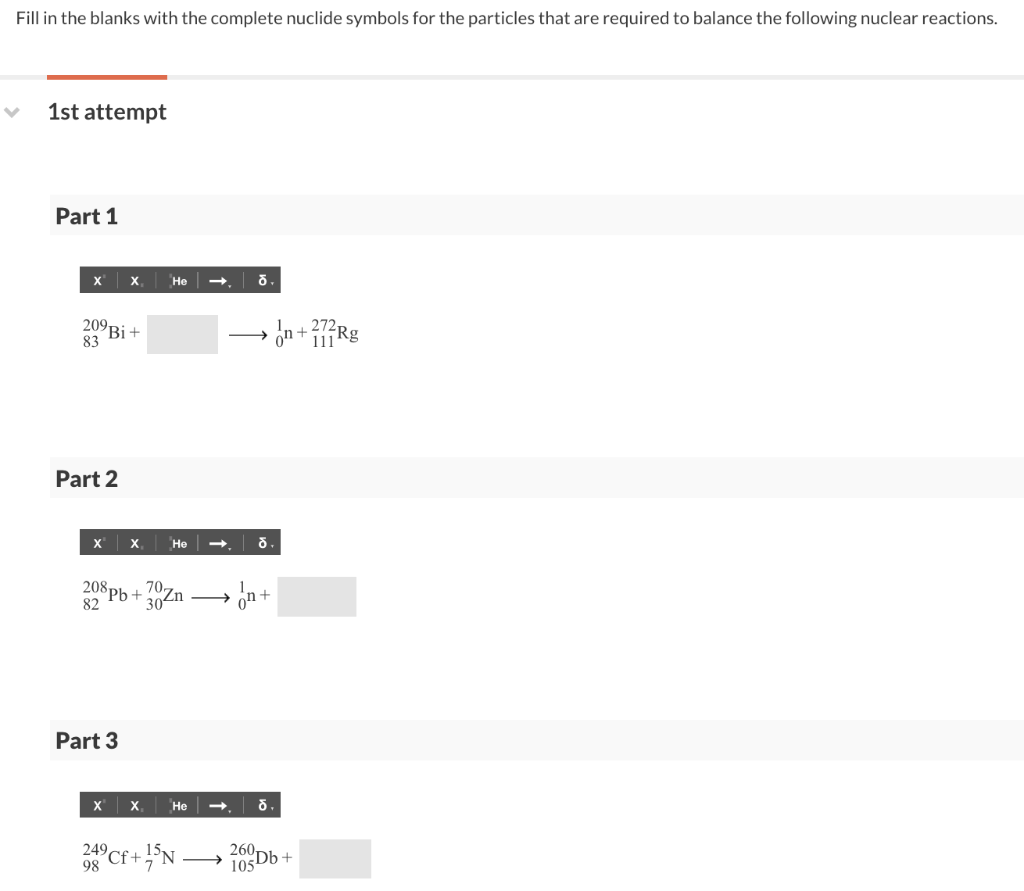 Solved Fill in the blanks with the complete nuclide symbols | Chegg.com