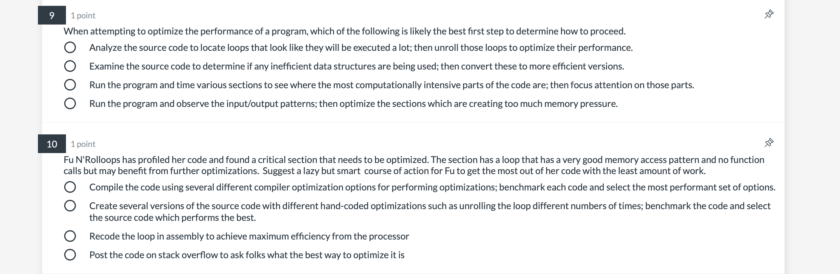 Solved 9 1 point When attempting to optimize the performance | Chegg.com