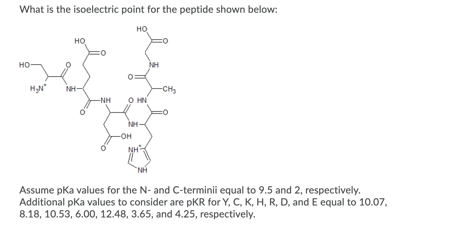 Solved What is the isoelectric point for the peptide shown | Chegg.com